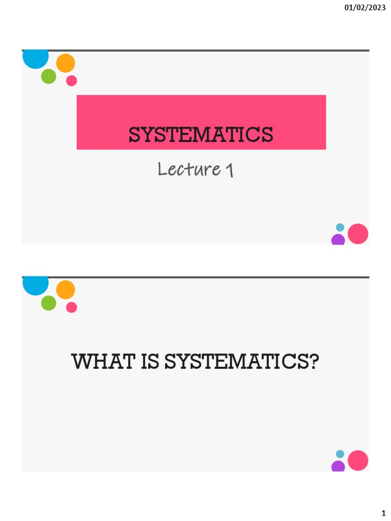 Lecture 1.Introduction to Systematics (1) | PDF | Taxonomy (Biology) | Species