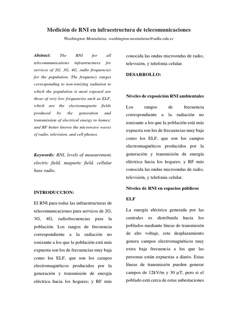Medición de RNI en Telecomunicaciones | PDF | Frecuencia de radio ...