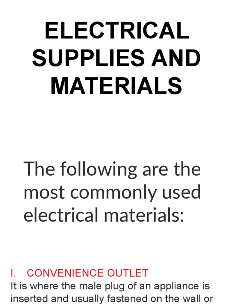Common Electrical Supplies Overview | PDF | Electrical Connector | Ac ...