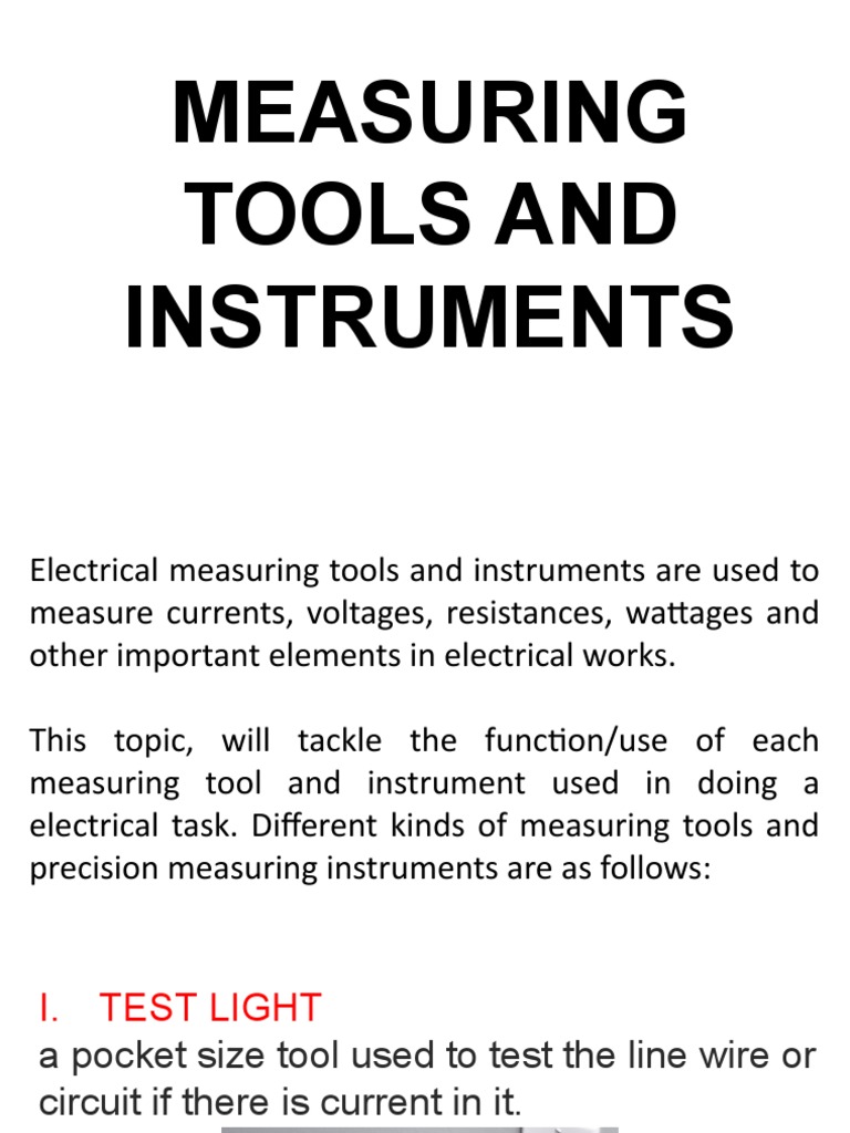 Measuring Tools And Instruments Pdf Electricity Electromagnetism
