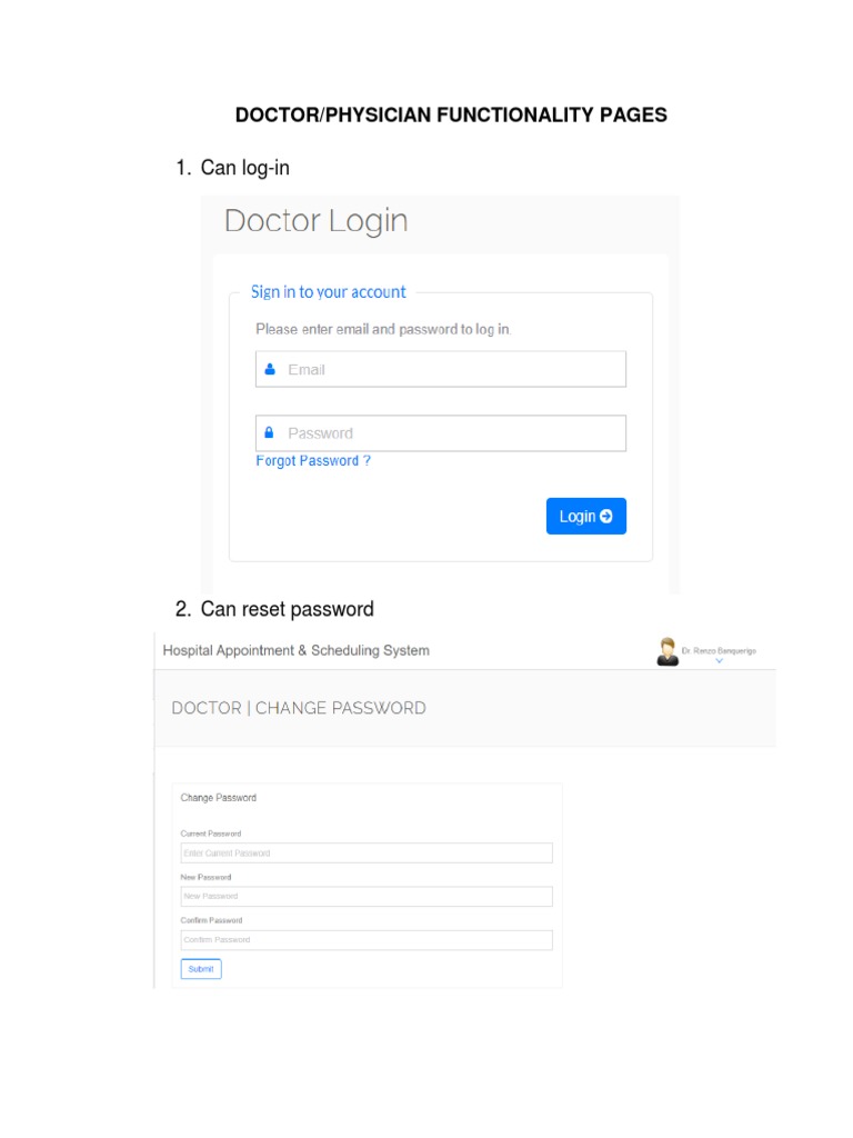 DOCTORS FUNCTIONALITY PAGES | PDF