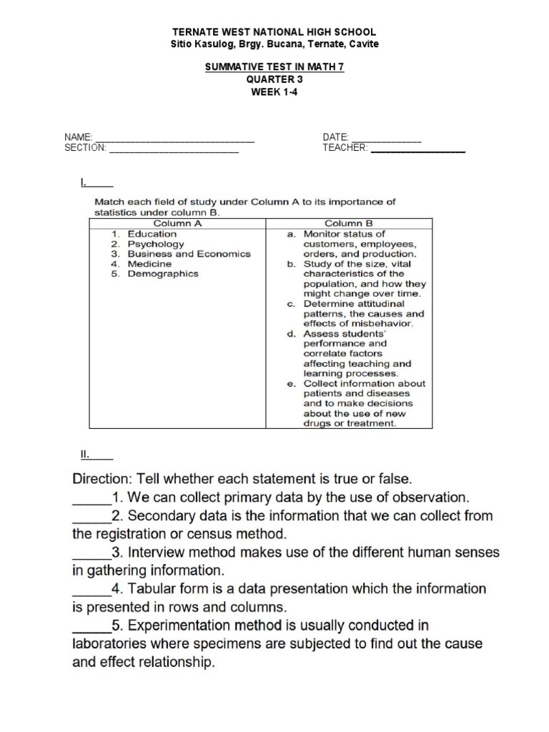 Summative Q4 WK 1-4 | PDF