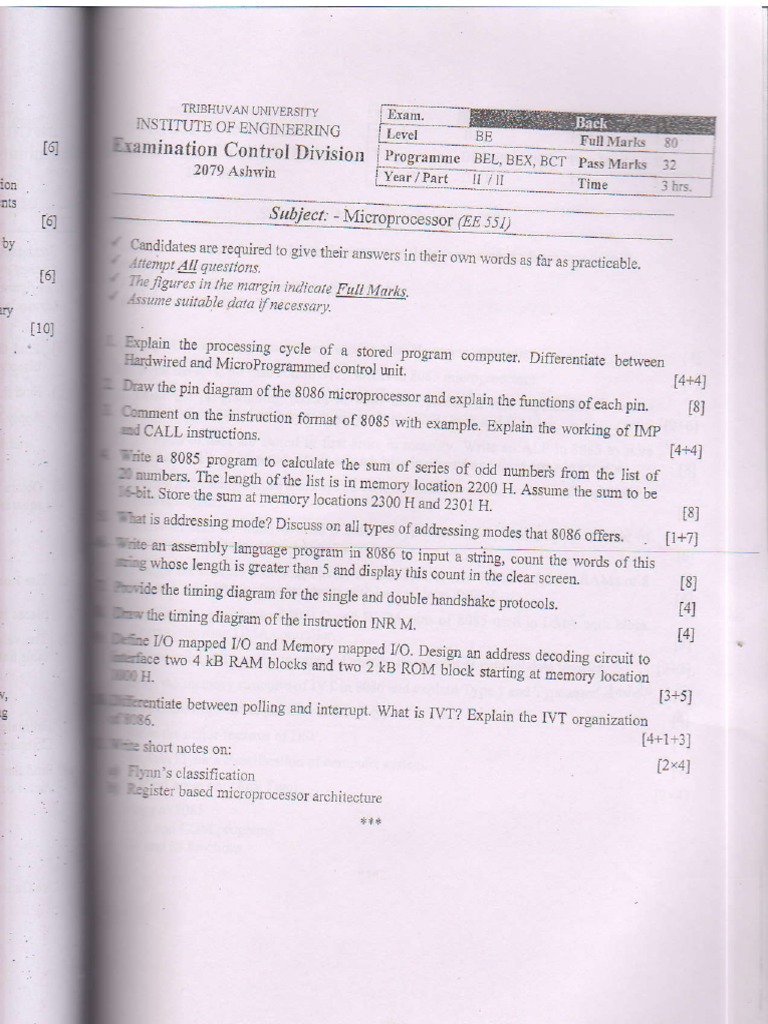 Microprocessor Old Question IOE TU | PDF | Central Processing Unit | Programming