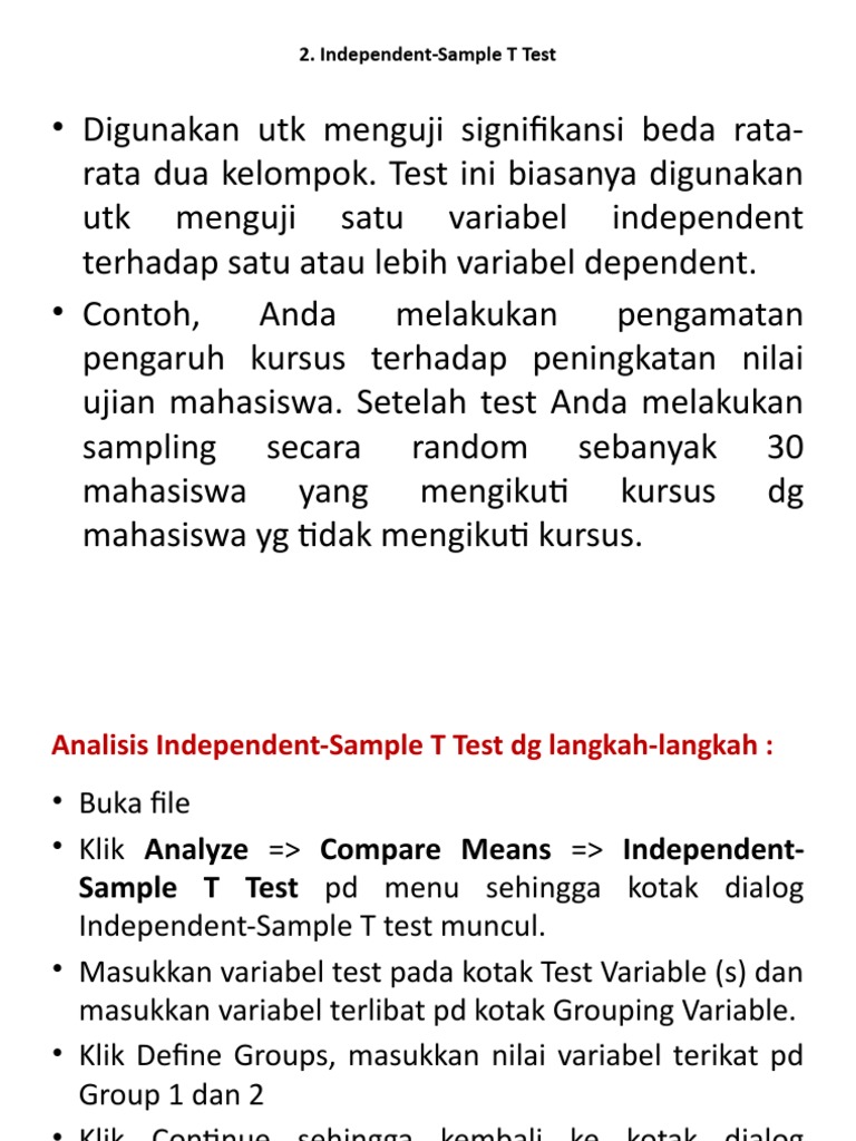 Independent Sample T-Test | PDF