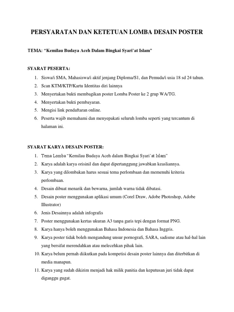 Juknis Lomba Desain Poster MF3 | PDF