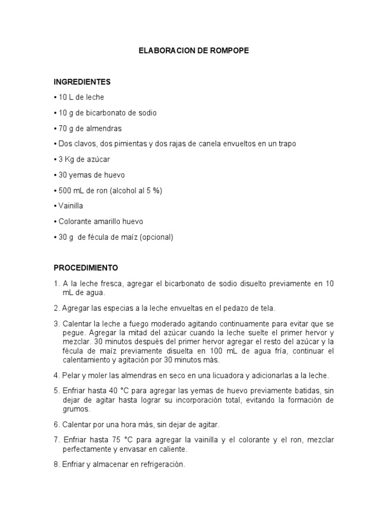 Elaboración de Rompope | PDF