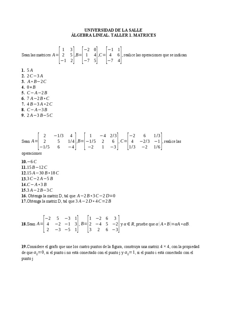 Taller 1 Algebra Lineal | PDF
