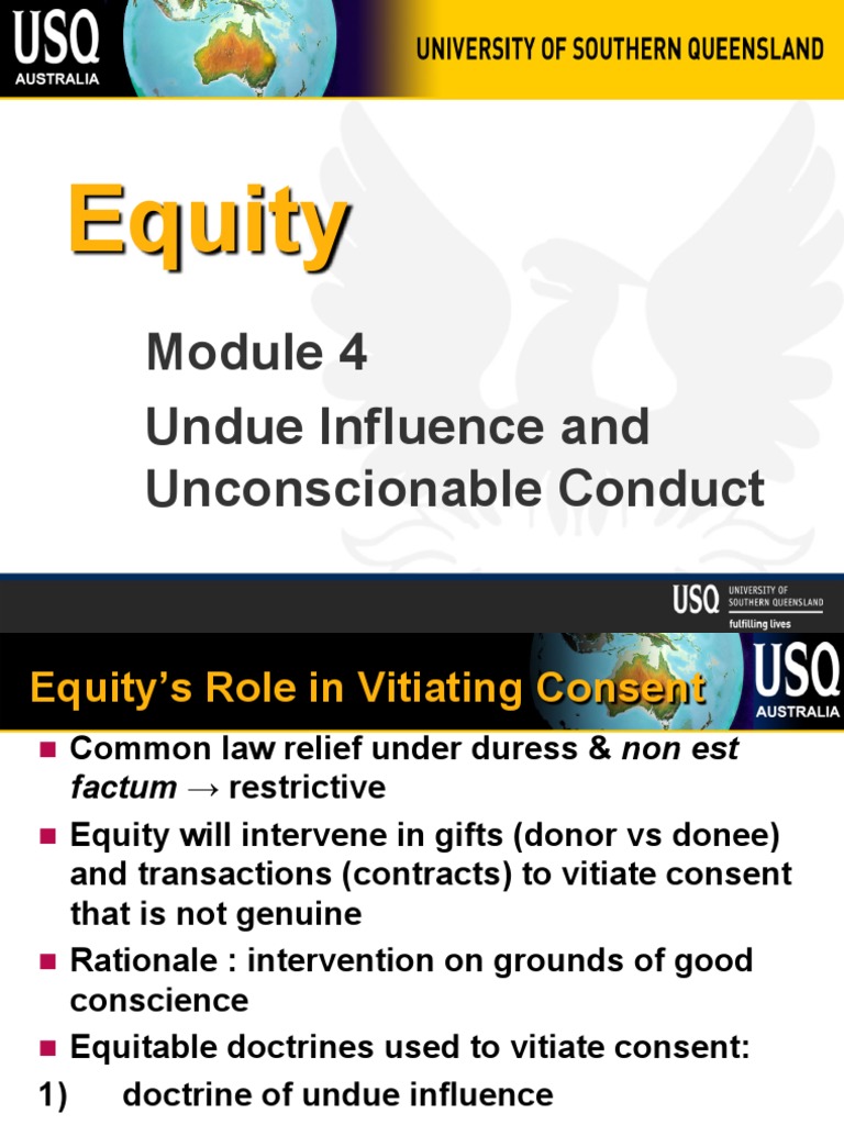 Equity Module 4 Slides - Undue Influence and Unconscionable Conduct Rev ...