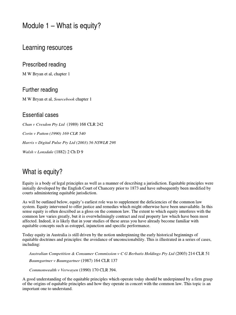 Modules 1 To 3 - BDS | PDF | Equity (Law) | Legal Remedy