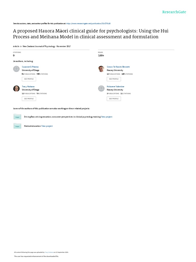 Hauora Māori Guide for Psychologists | PDF | Clinical Psychology ...