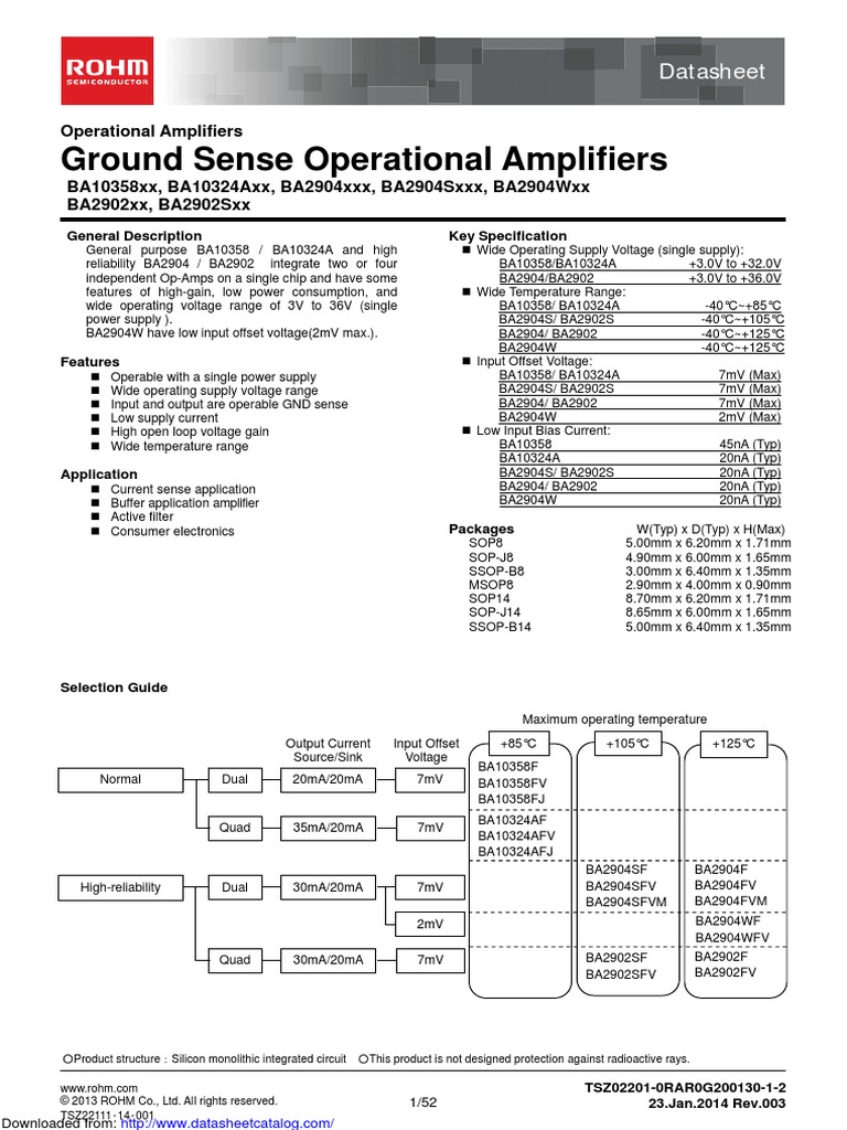 Ground Sense Operational Amplifiers: Dat Asheet | PDF | Operational ...