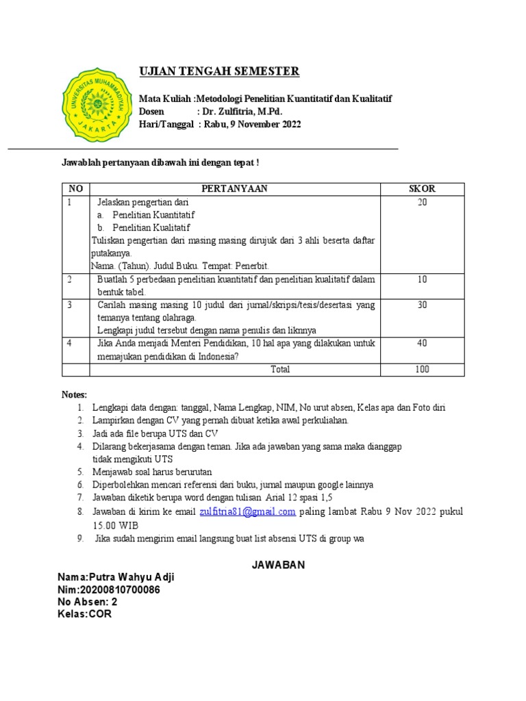 Uts Metlit Nov 2022 | PDF | Komputer