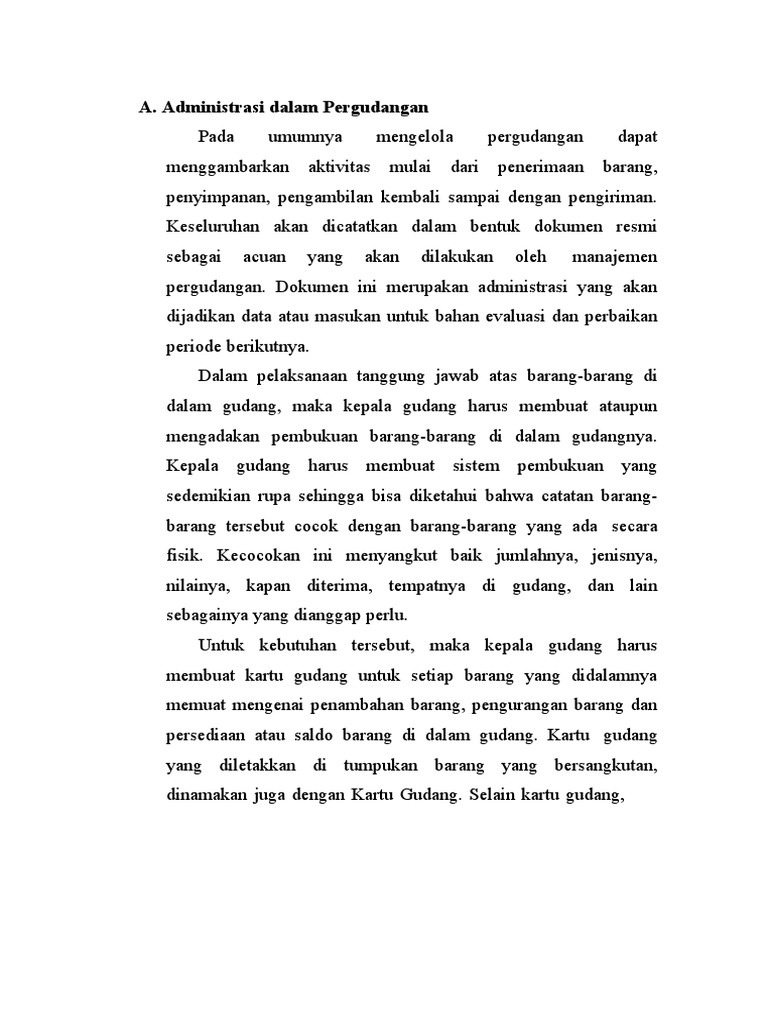 Administrasi Dalam Pergudangan | PDF