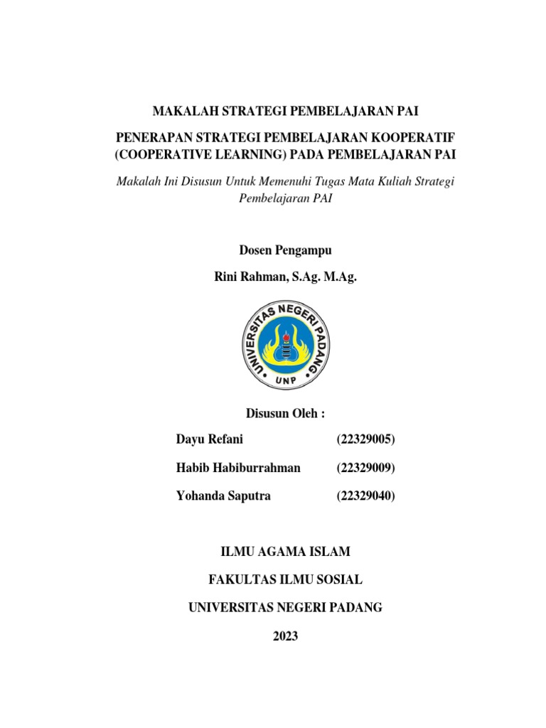 Makalah Kelompok 1 Strategi Pembelajaran PAI | PDF | Karier & Perkembangan