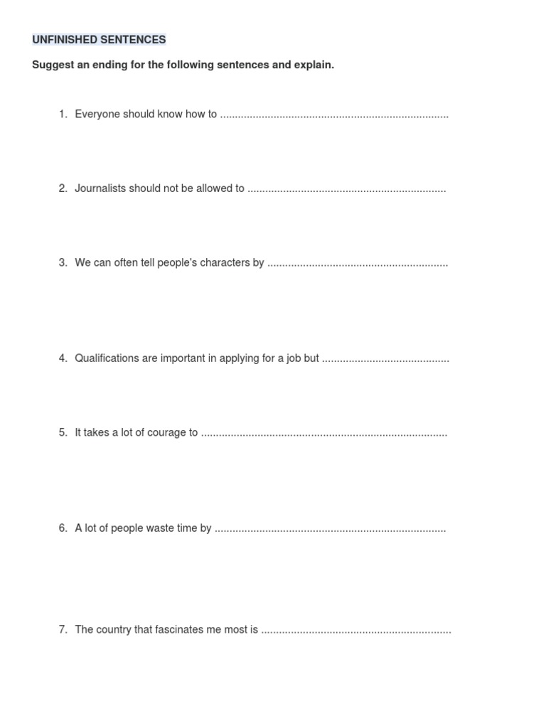Unfinished Sentences | PDF