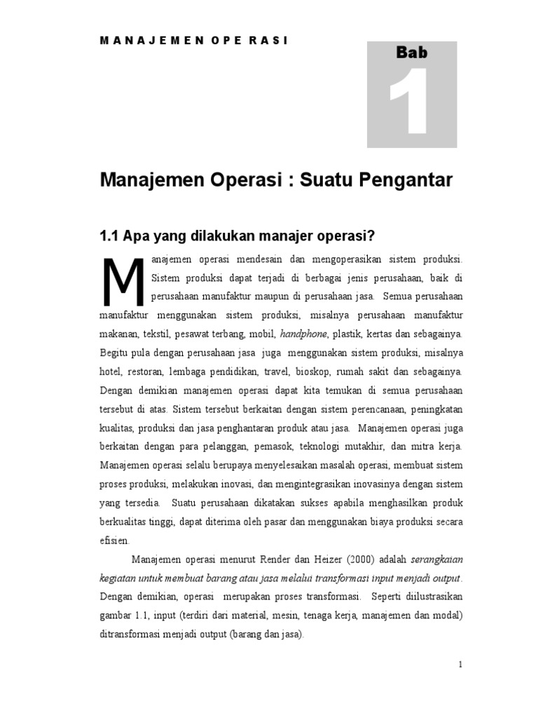 Manajemen Operasi CH 01 | PDF