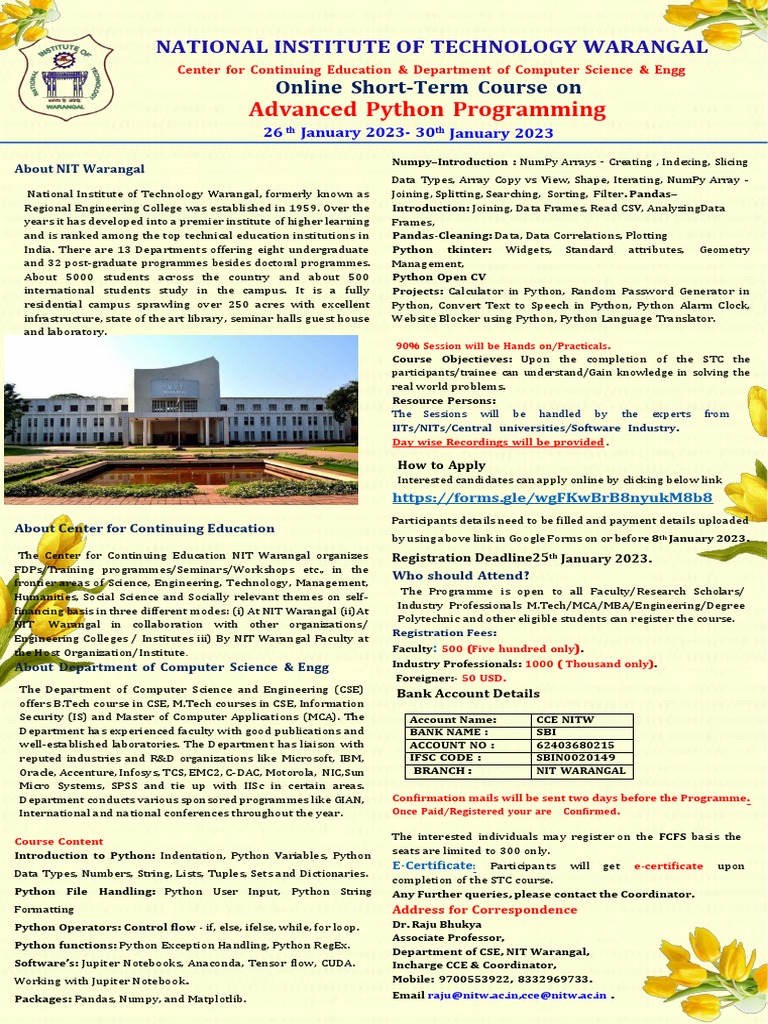 Advanced Python Programming: National Institute of Technology Warangal ...