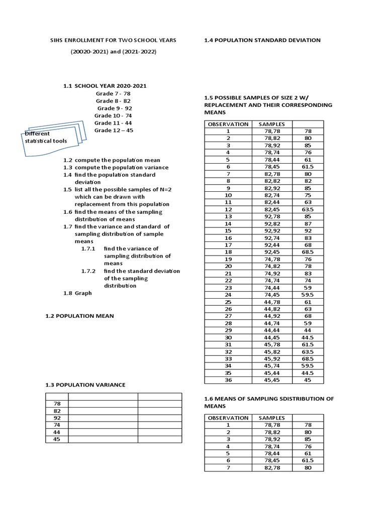 Statistic Projects | PDF | Variance | Standard Deviation