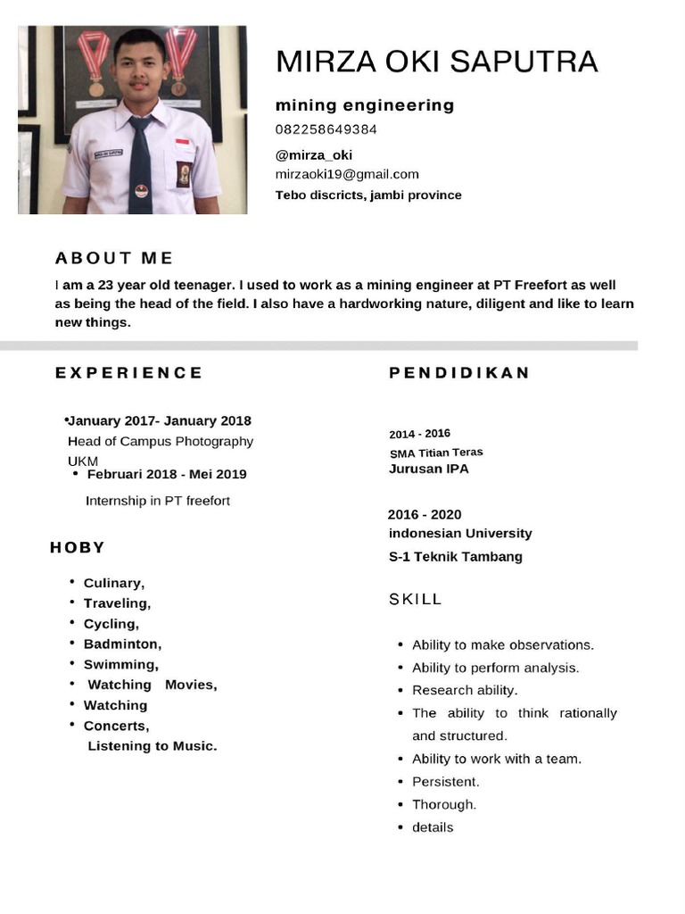 CV Mirza Oki Saputra | PDF