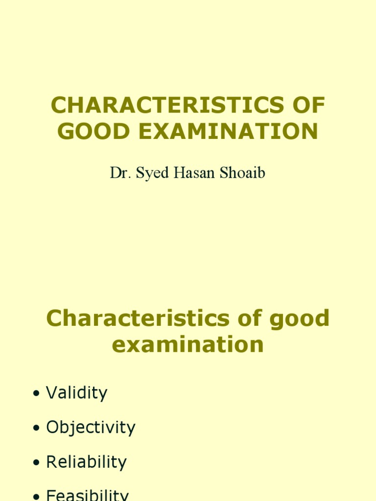 Characteristics of Good Examination | PDF | Validity (Statistics ...