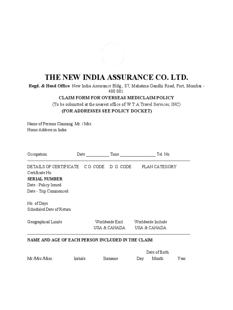 Claim Form | PDF | Insurance | Cheque