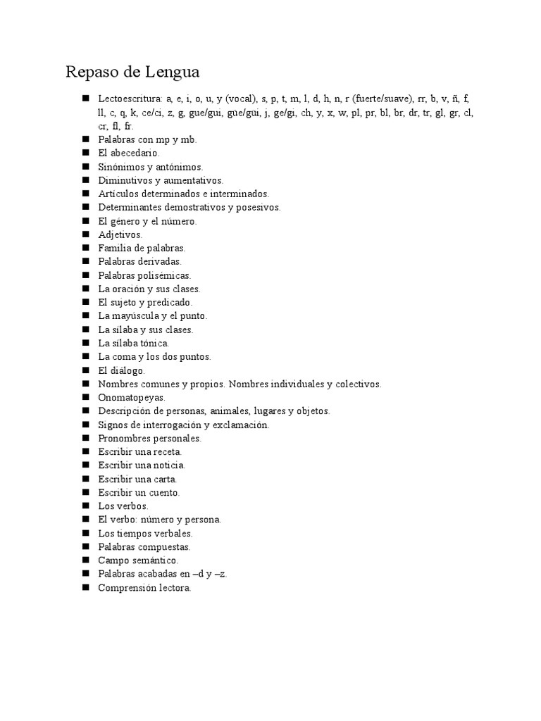 Repaso Integral de Lengua y Matemáticas | PDF