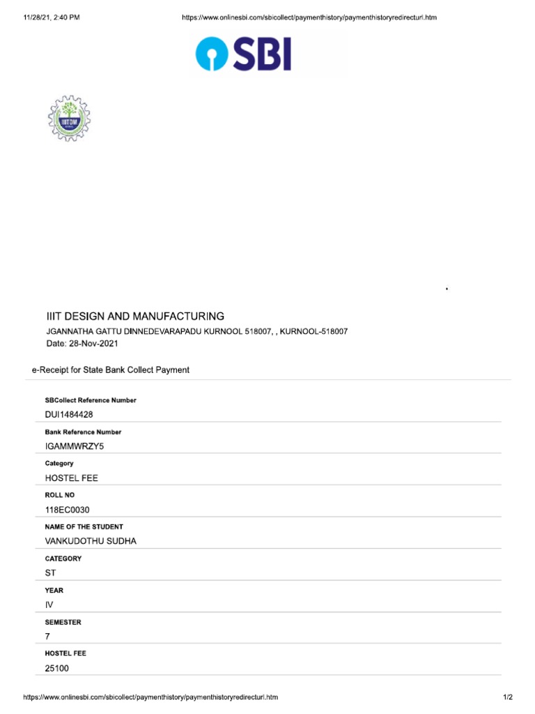 Fee Receipt (NSP) | PDF