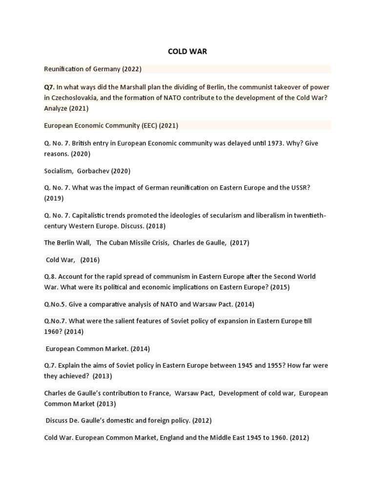 Cold War - PP | PDF | Cold War | Warsaw Pact