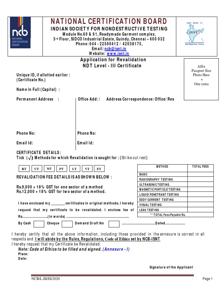 L III Revalidation Application | PDF | Nondestructive Testing