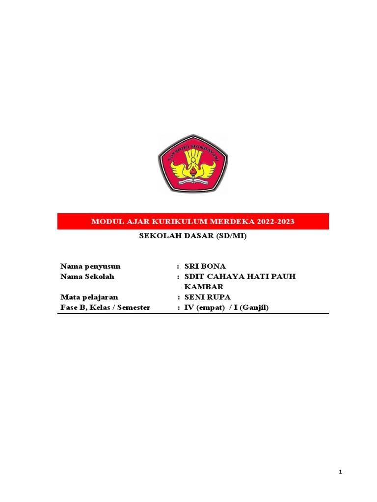 RPP Seni Rupa KLS Iv SMS 1 | PDF