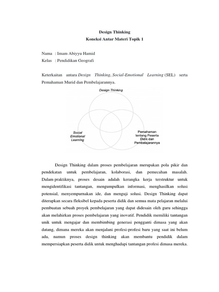 Design Thinking Koneksi Antar Materi Topik 1 | PDF