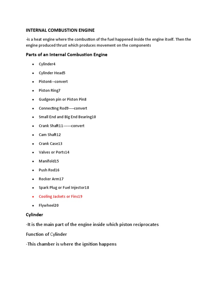INTERNAL COMBUSTION ENGINE Parts | PDF