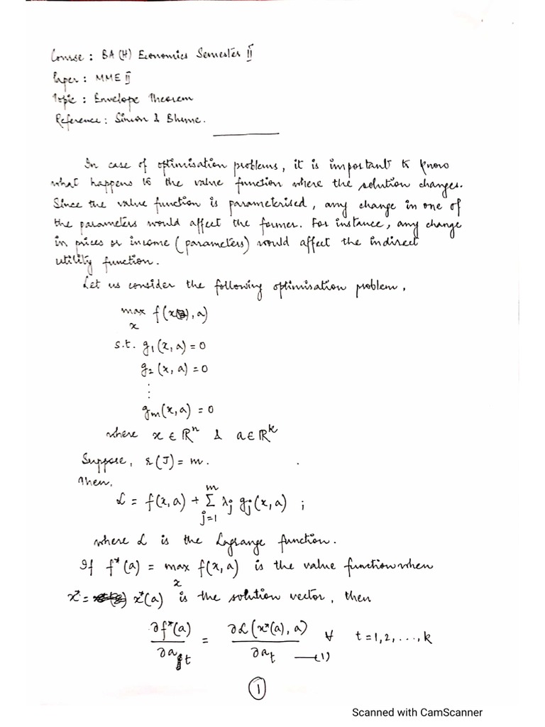 Envelope Theorem Gargi College Pdf 