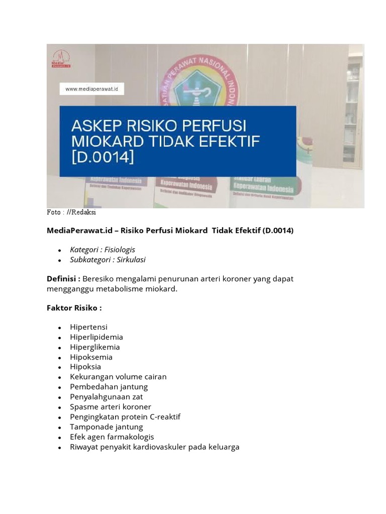Risiko Perfusi Miokard Tidak Efektif | PDF