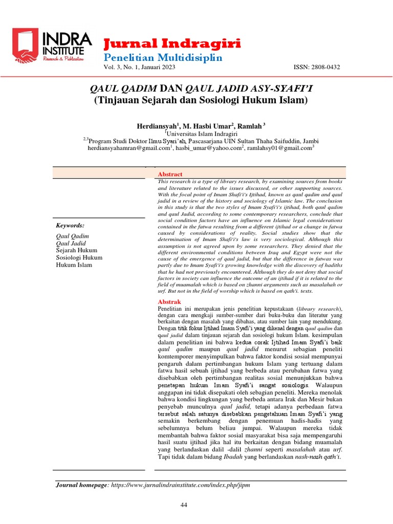 6 Qaul Qadim Dan Qaul Jadid Asy Syafii1 | PDF | Islamic Philosophy ...