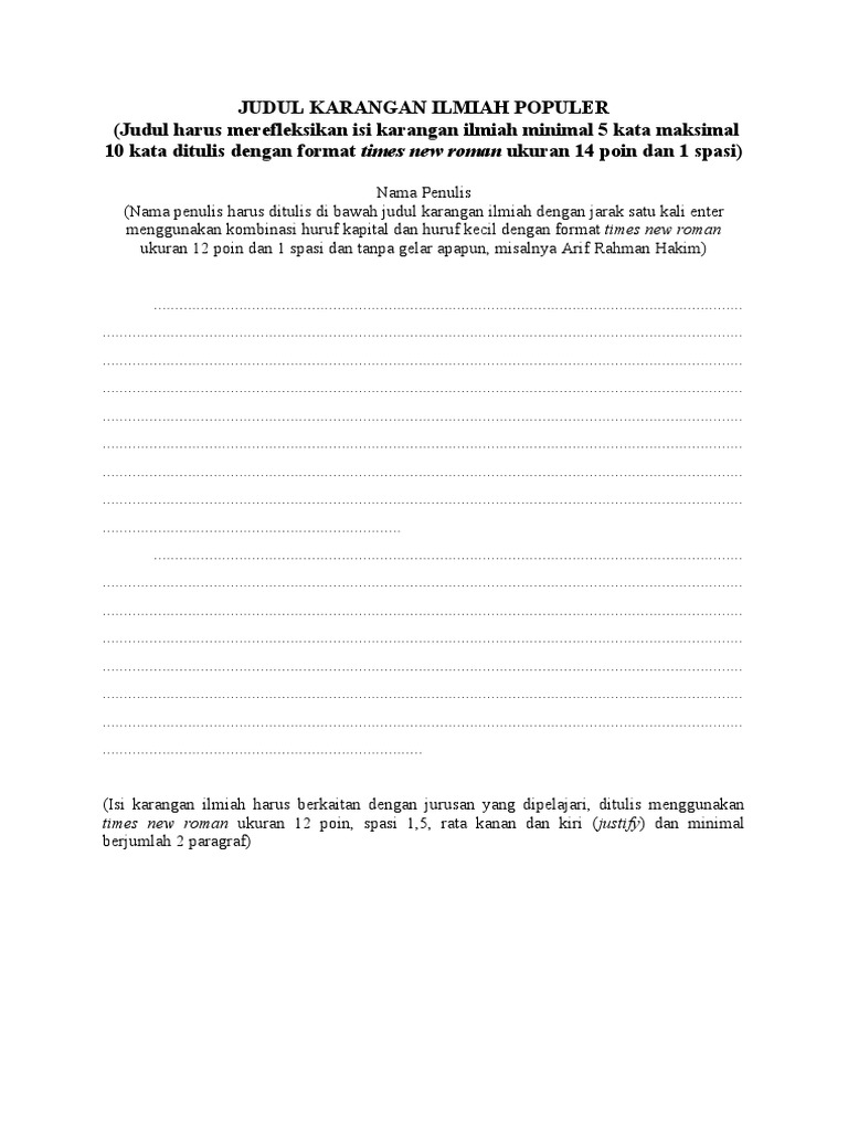 Template Karangan Ilmiah | PDF | Puisi | Klasik