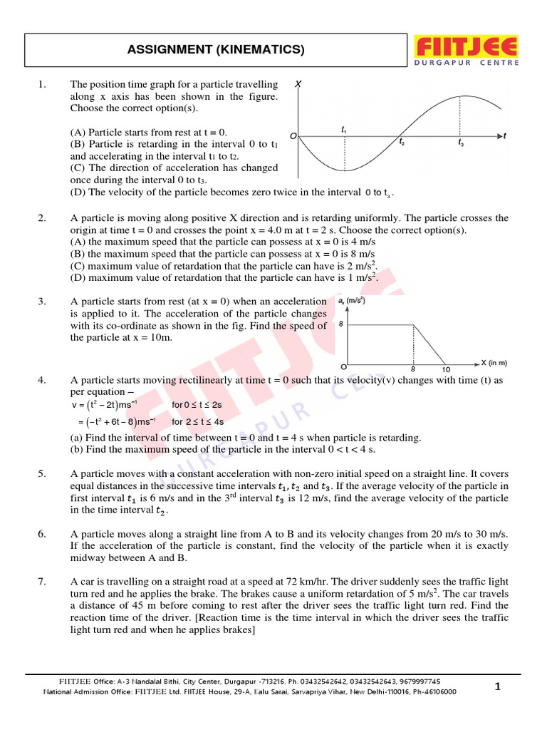 Assignment - Kinematics | PDF | Acceleration | Velocity