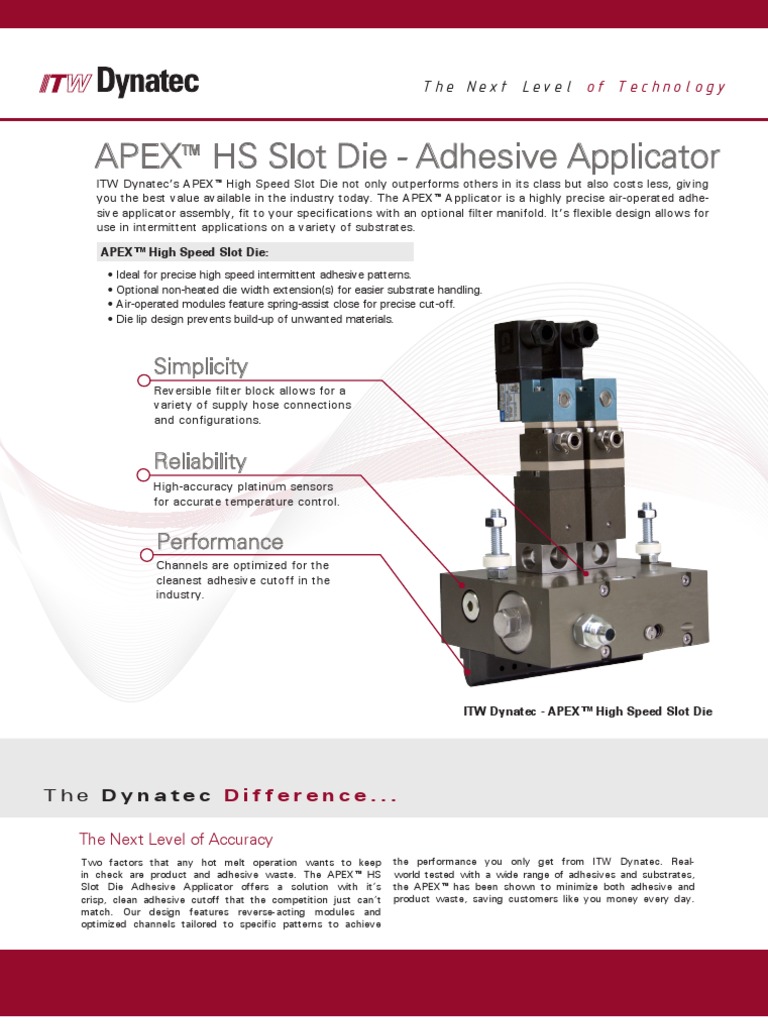 APEX Adhesive Slot Die Applicator | PDF | Technology & Engineering