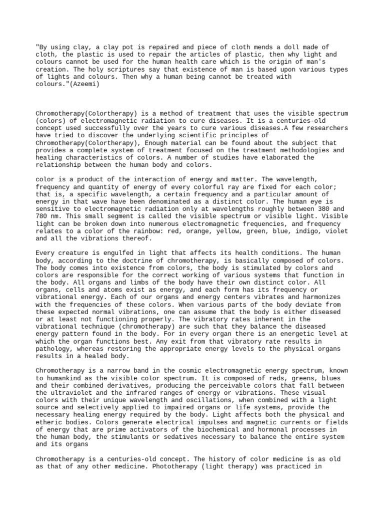Chromo Therapy History | PDF | Color | Light