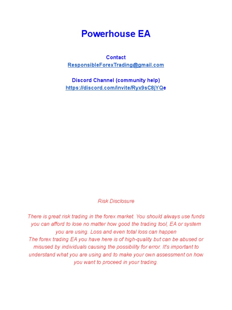 Powerhouse EA V1.04 Manual | PDF | Foreign Exchange Market | Risk