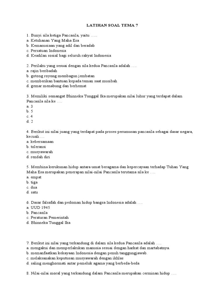 Soal Pas Tema 7 Kelas 6 | PDF