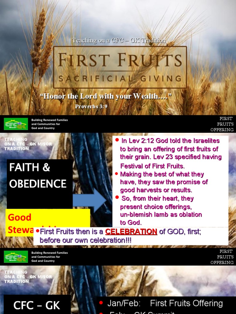 First Fruits Offering and Stewardship | PDF | Tithe