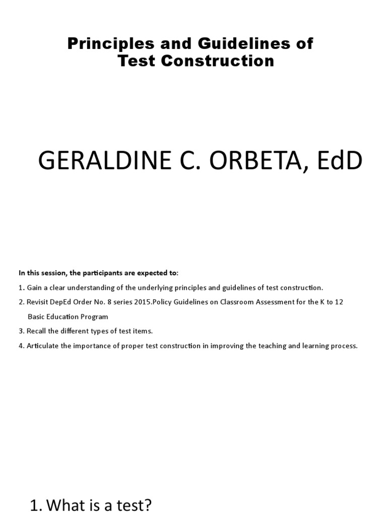 Principles of Test Construction N | PDF | Educational Assessment ...
