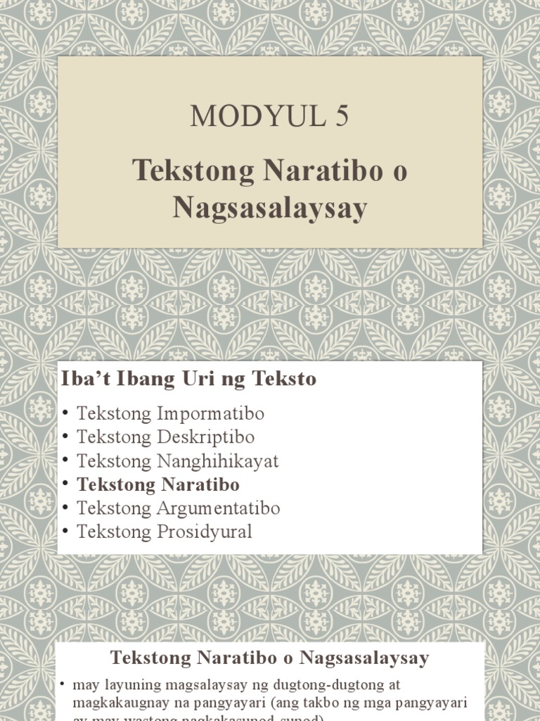 Modyul 5 Tekstong Naratibo | PDF