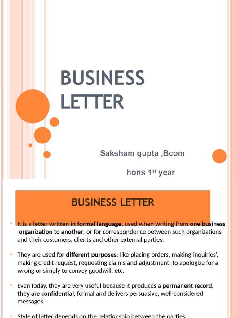 Business Letter PPT Yogita Mam | PDF | Communication | Writing