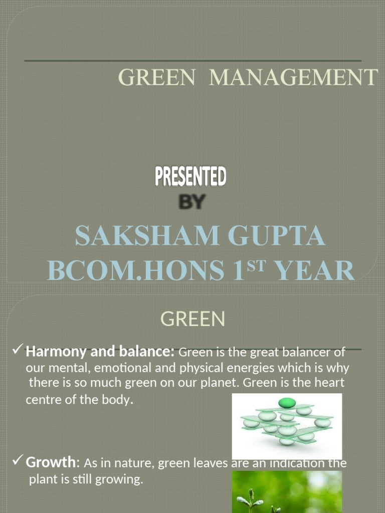Green Management PPT POM | PDF | Sustainable Business | Environmentalism