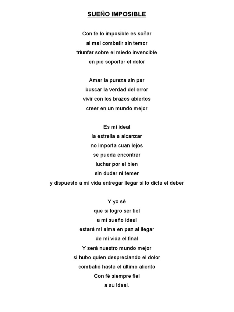 Sueño Imposible Letra | PDF