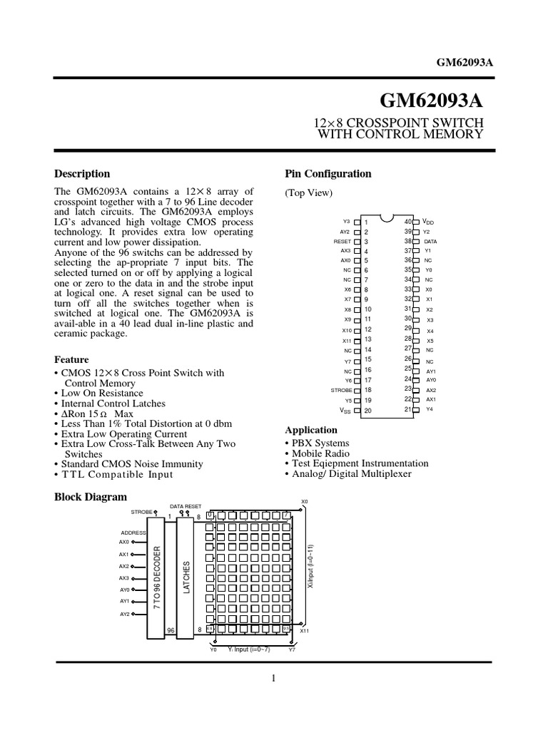 12 8 Crosspoint Switch With Control Memory: Feature | Download Free PDF ...