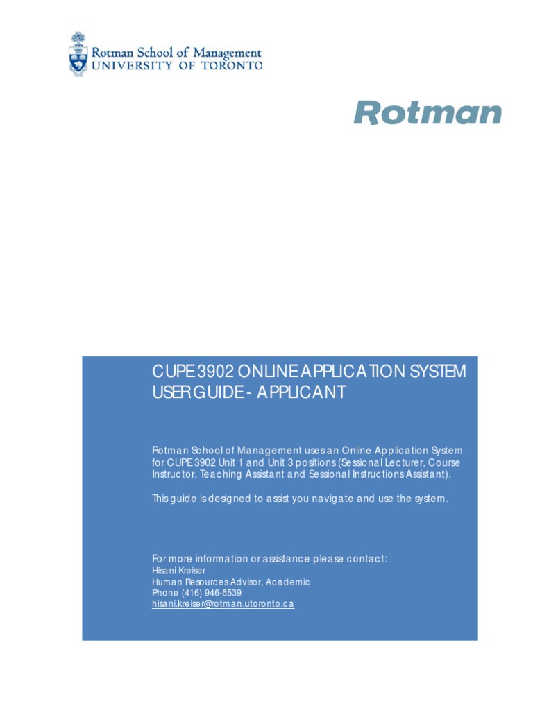 Applicant Guide Rotman CUPE 3902 Jan 2013 | PDF | World Wide Web | Internet & Web
