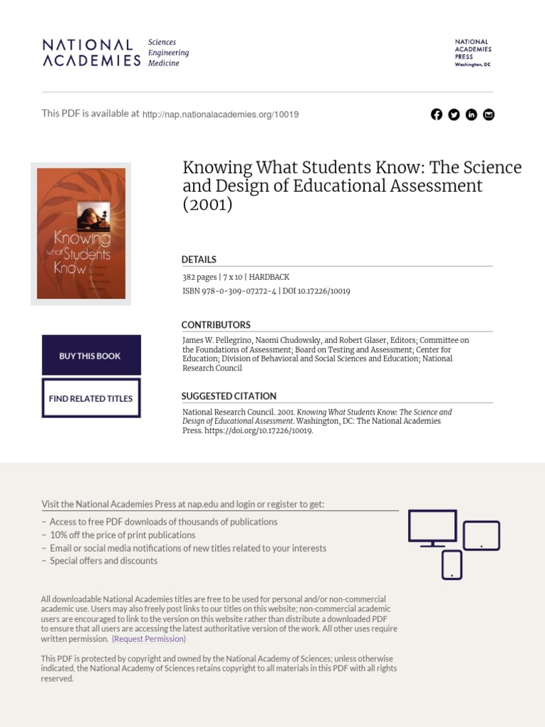 Knowing What Students Know | PDF | Educational Assessment | Science